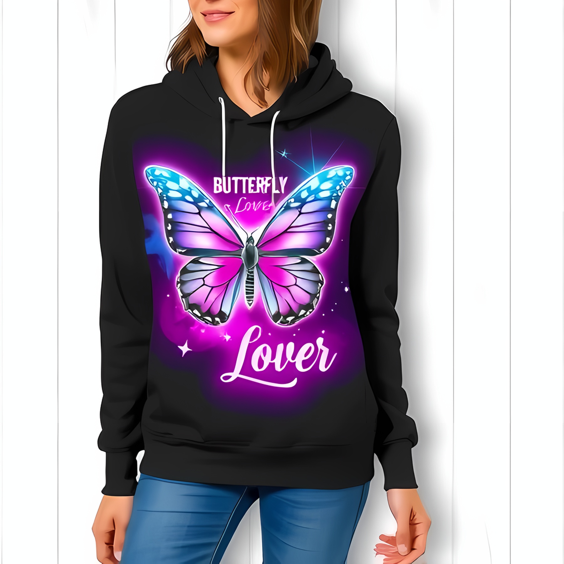 Vibrant Butterfly 3D Hoodie - Stylish Pullover with 