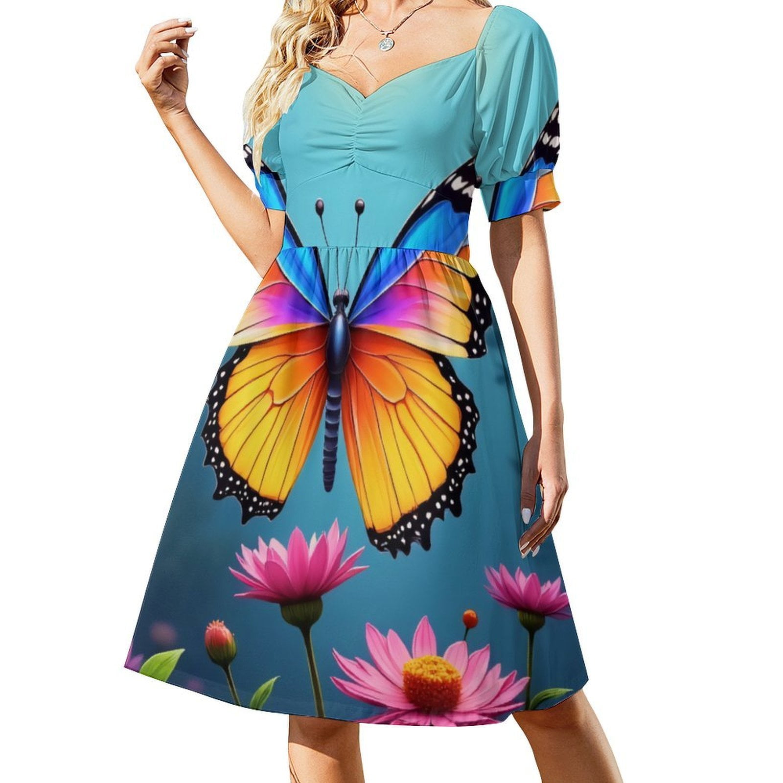 Vibrant Butterfly Floral Print(1)-4 Summer Women's Dress 2025 Elegant ...