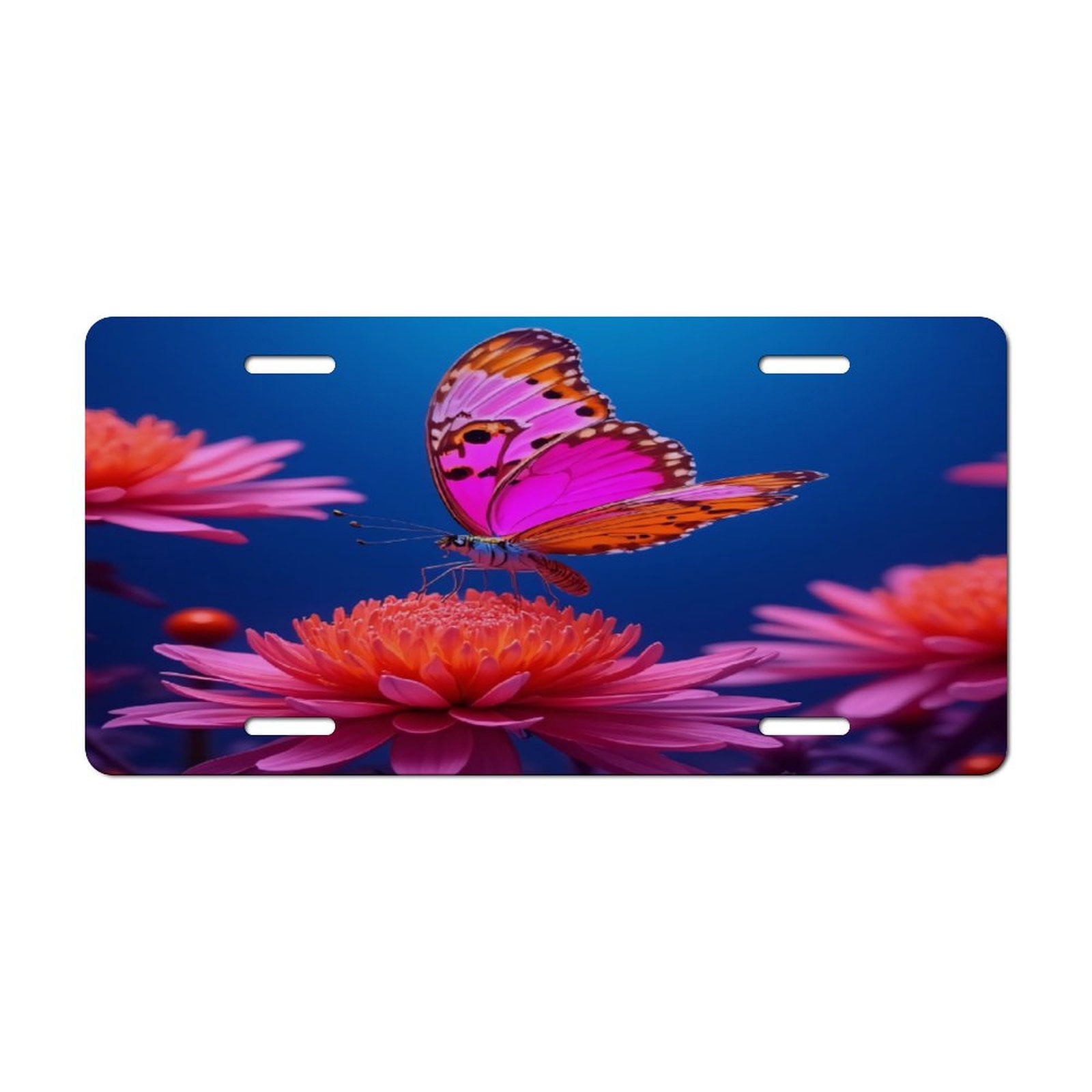 Vibrant Butterfly Floral Print(2)-1 Car Decorative Front License Plate ...
