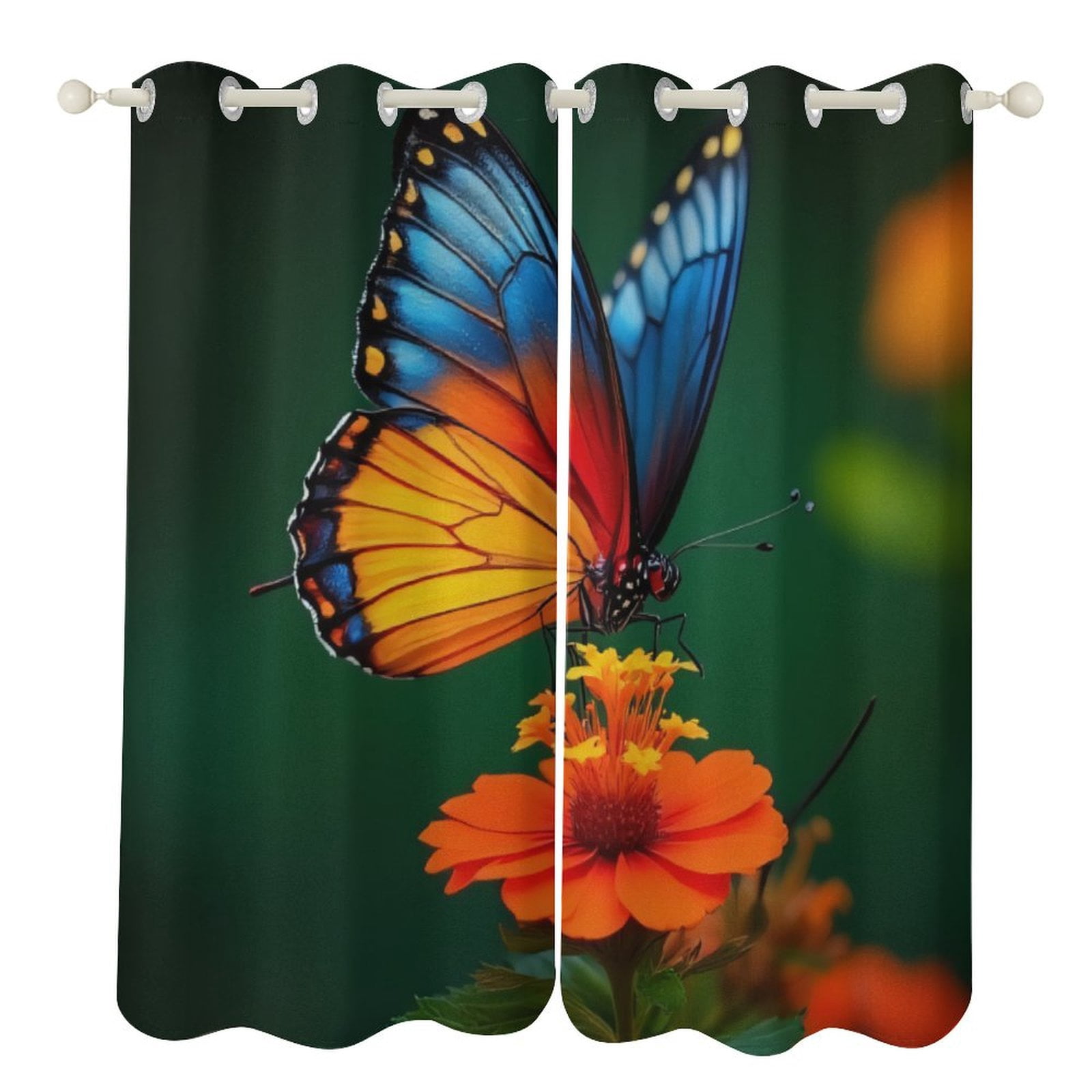 Vibrant Butterfly Floral Print(3)-1 Blackout Window Curtains for ...