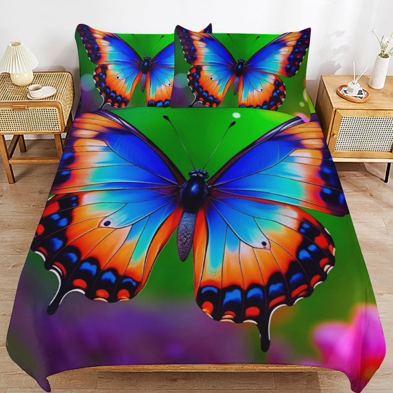 Vibrant Butterfly Wings Print-1 Quilt Cover 3pcs Set Home Textiles ...