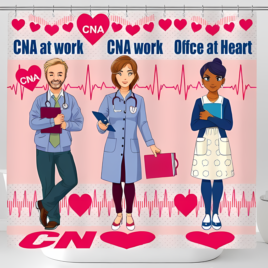 Vibrant CNA Shower Curtain - Celebrate Healthcare Heroes with Cartoon ...