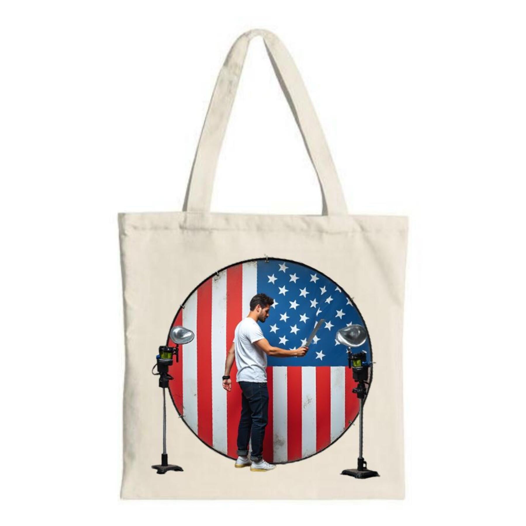 Vibrant Canvas Tote Bag - Circular Design with Person Camera & Light ...