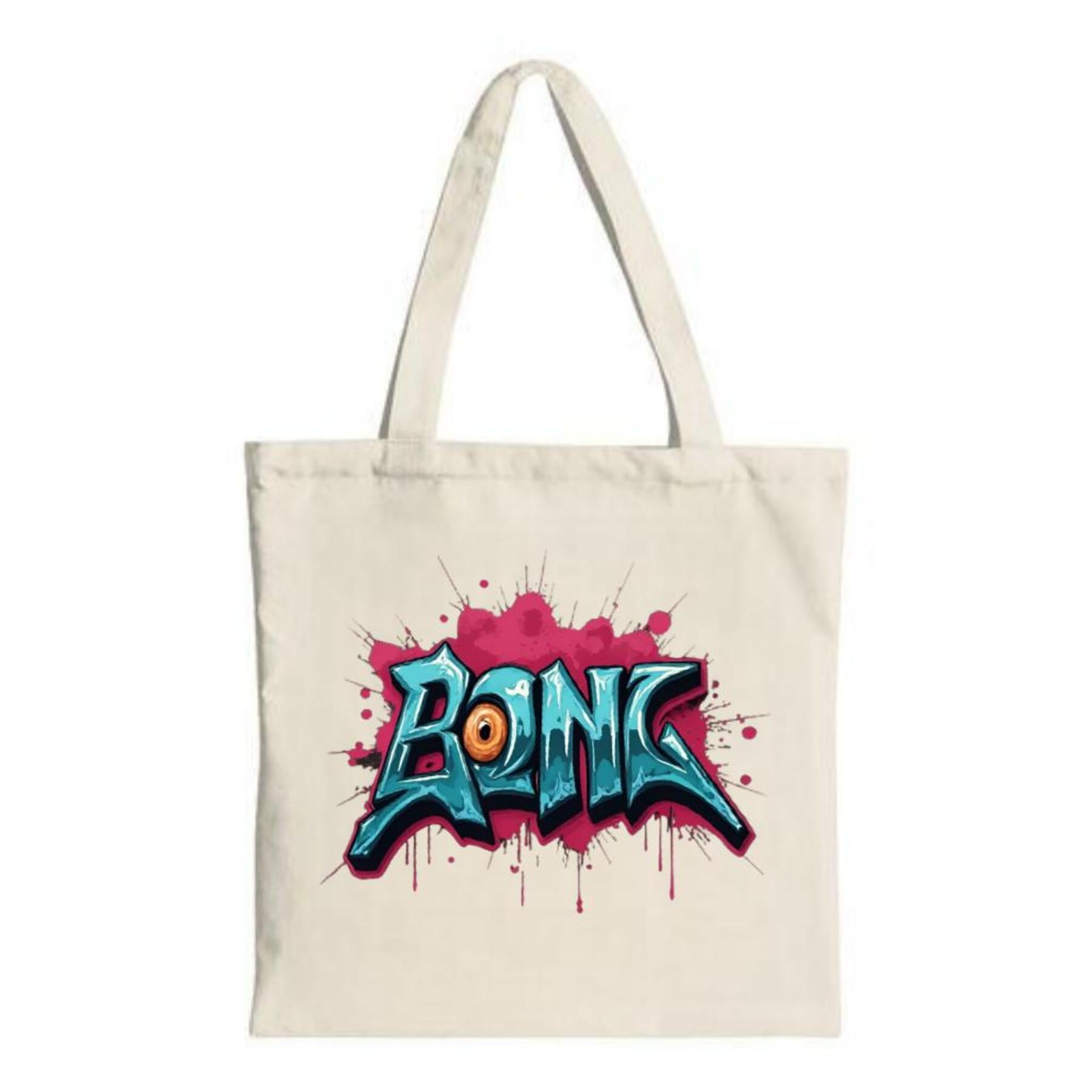 Vibrant Canvas Tote Bag with Graffiti - Style ' BONK ' Design in Blue ...