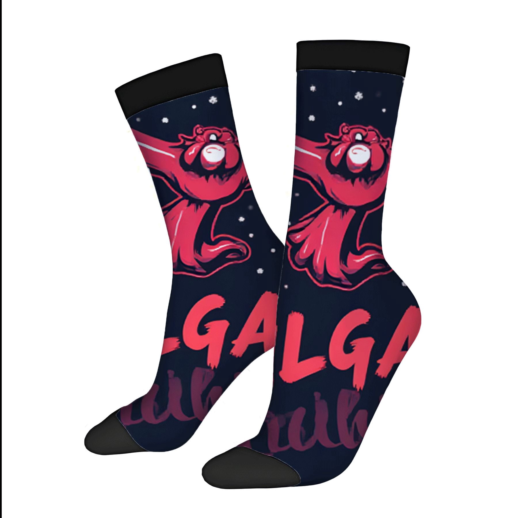 Vibrant Cartoon Creature Socks - 2 Pairs Unisex Trendy Design with Red ...
