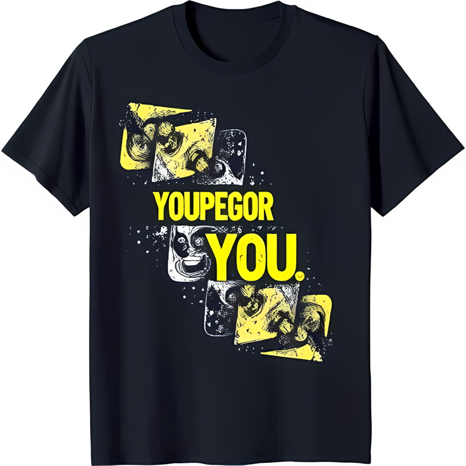 Vibrant Cartoon Graphic on Black T-Shirt Whimsical Design with ...