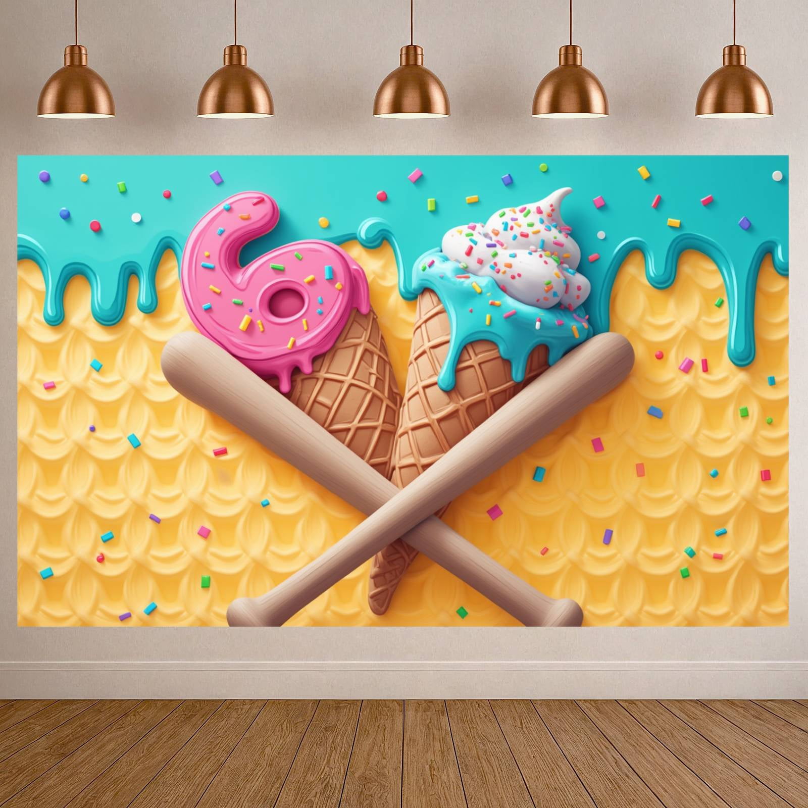 Vibrant Cartoon Ice Cream Baseball Banner Colorful Sprinkles Display ...