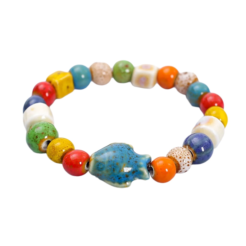 Vibrant Ceramic Beaded Bracelet Wrist Chain for Women and Teens Beach ...