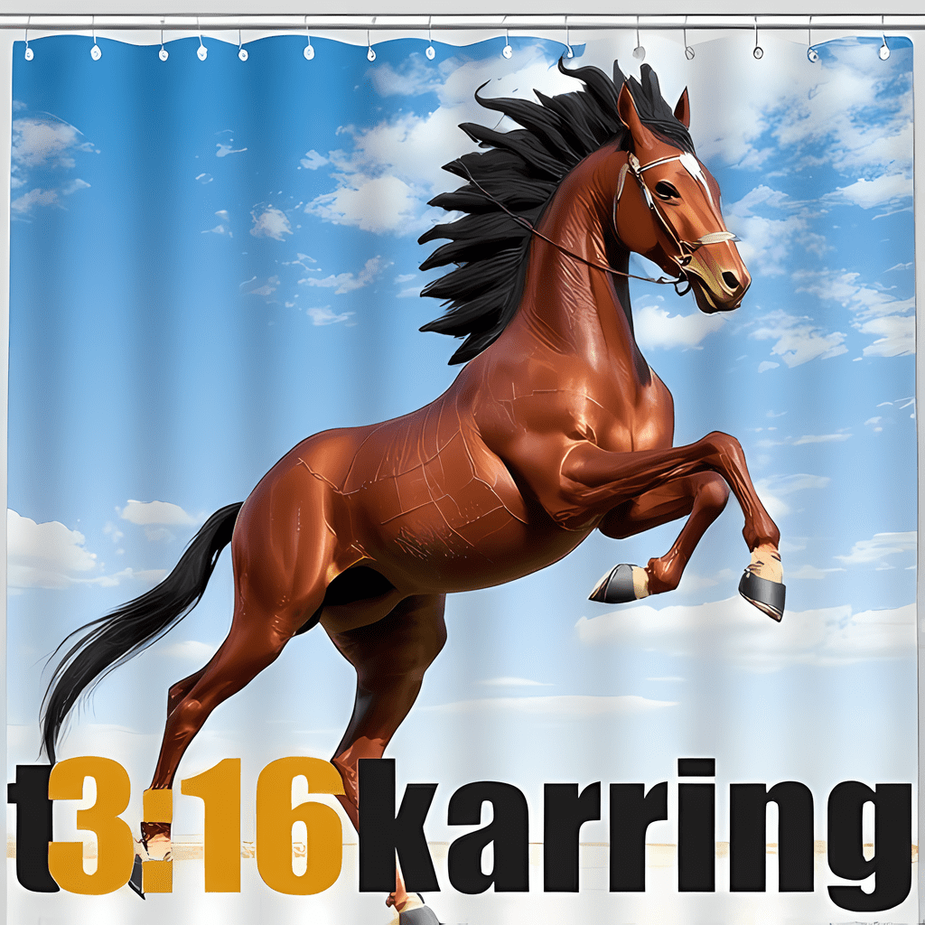 Vibrant Chestnut Horse Shower Curtain - Design with Bold "t3:16 karring ...