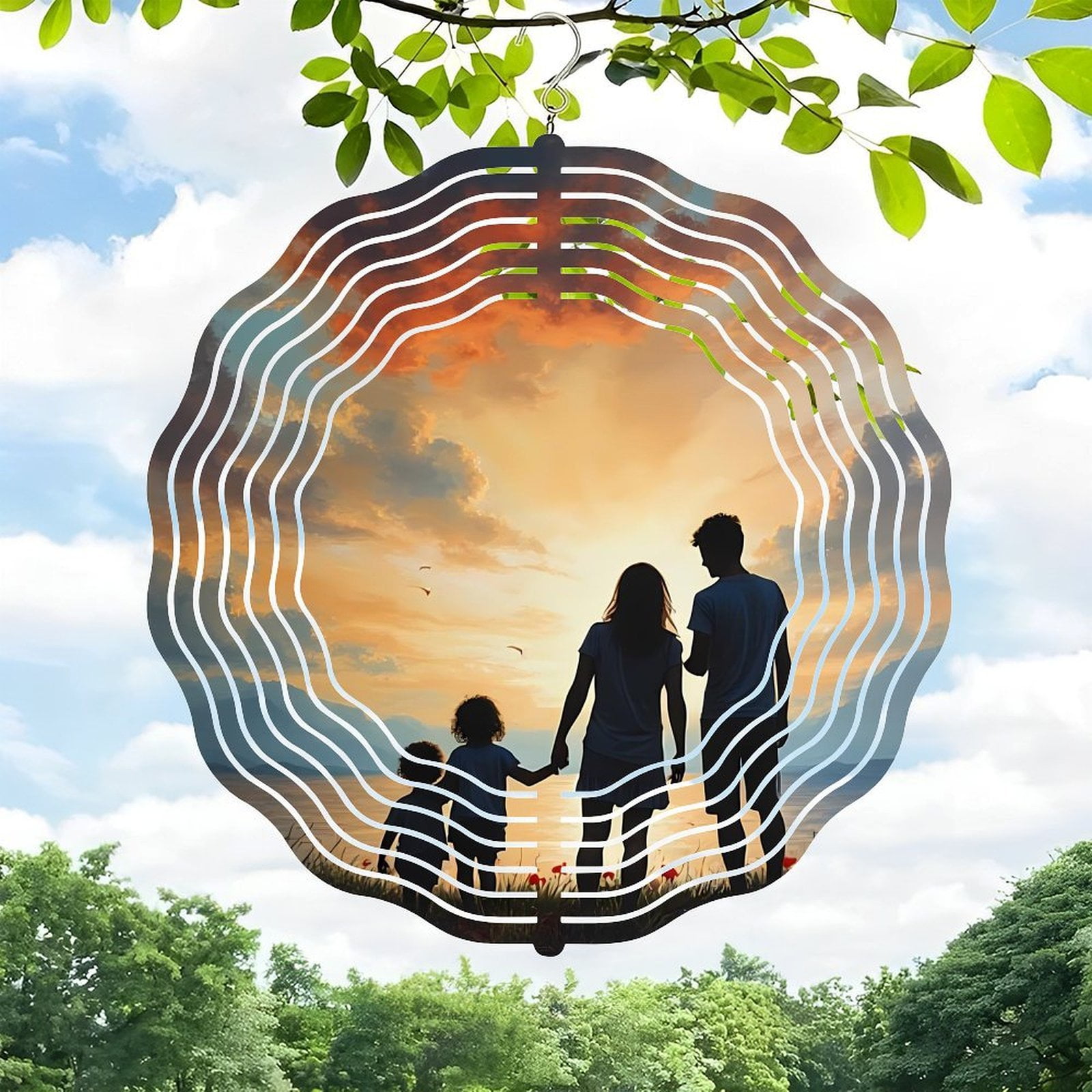 Vibrant Circular Sound Wave Metal Wind Spinner & Chime - Perfect for Yard & Garden Decor ...