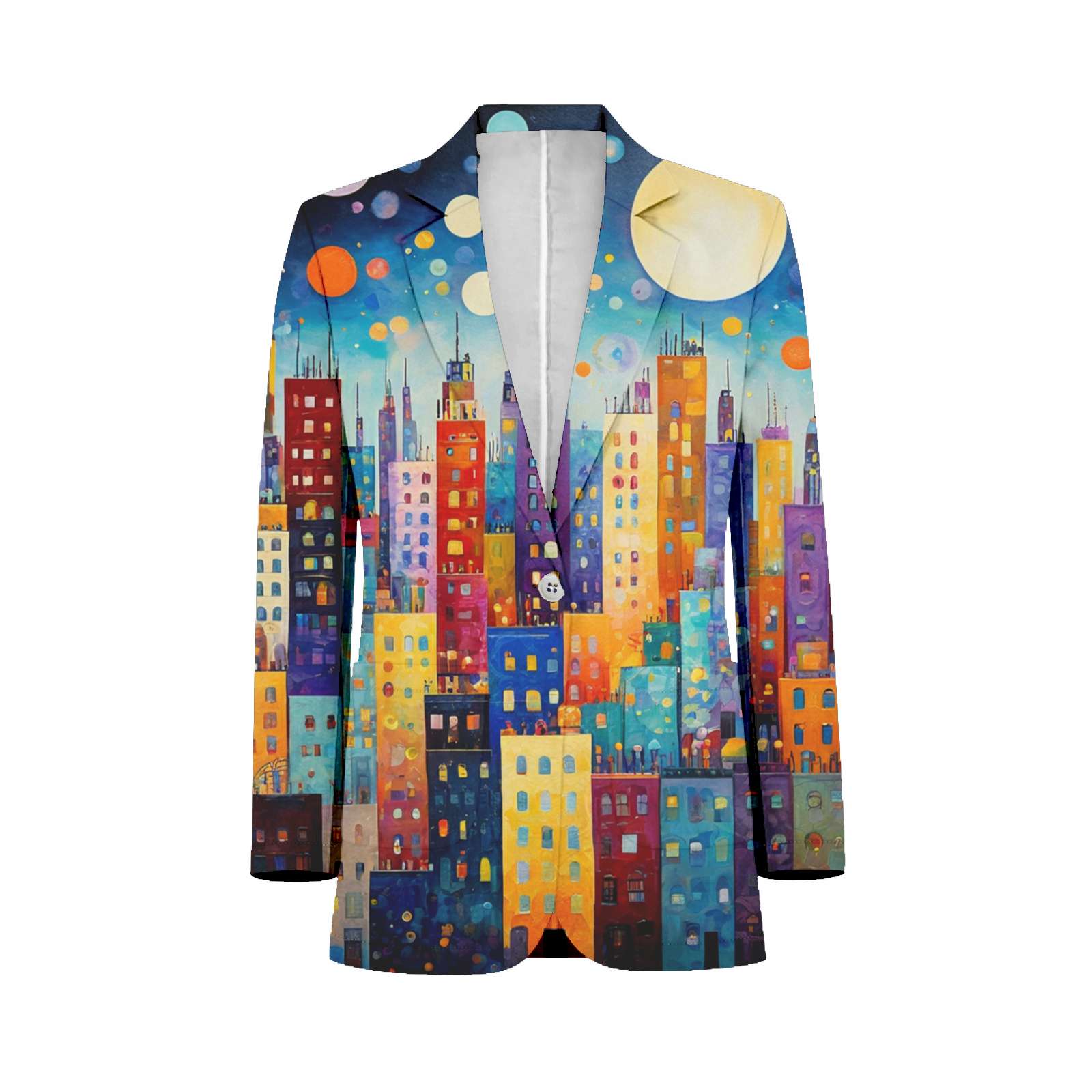 Vibrant Cityscape Night Art Mens Suits Shawl Collar Slim Fit Suit Mens ...