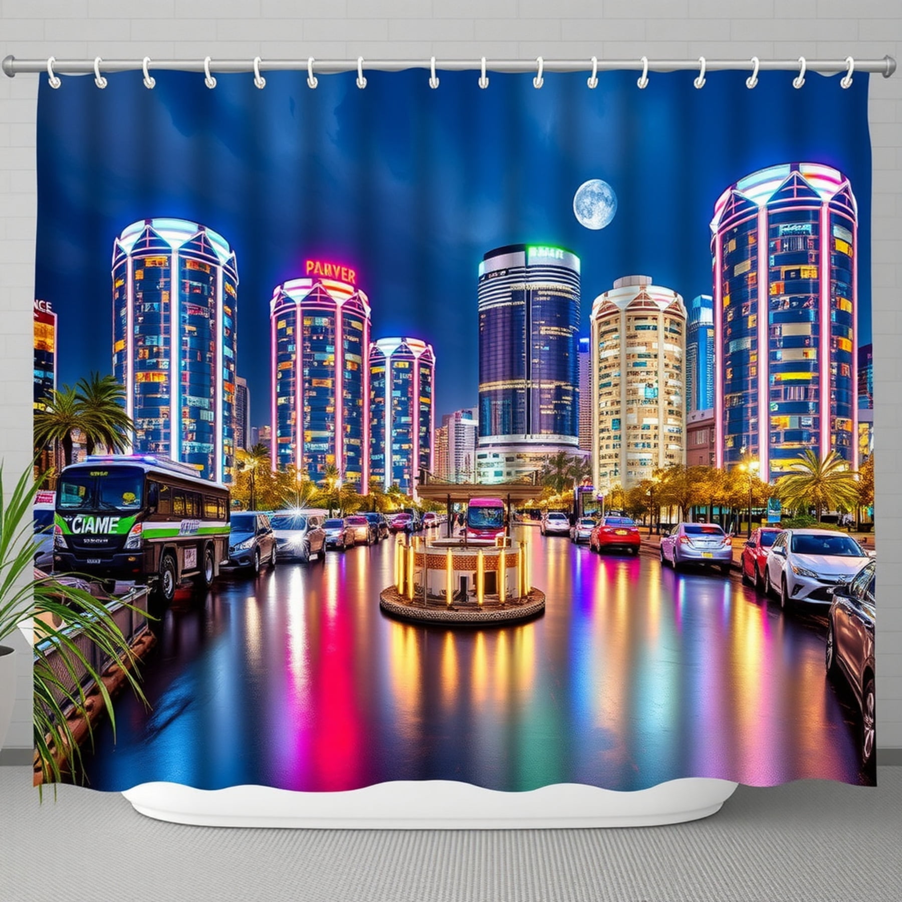 Vibrant Cityscape Shower Curtain - Transform Your Bathroom with ...