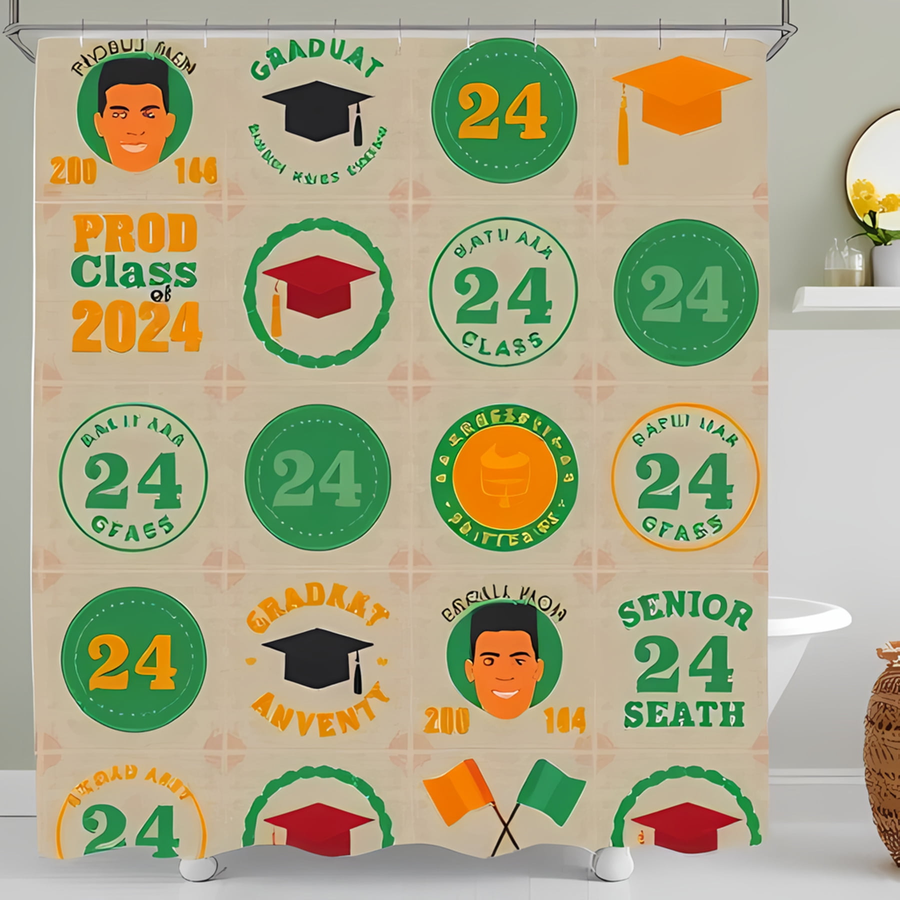 Vibrant Class of 2024 Shower Curtain with Graduation & Personalized ...