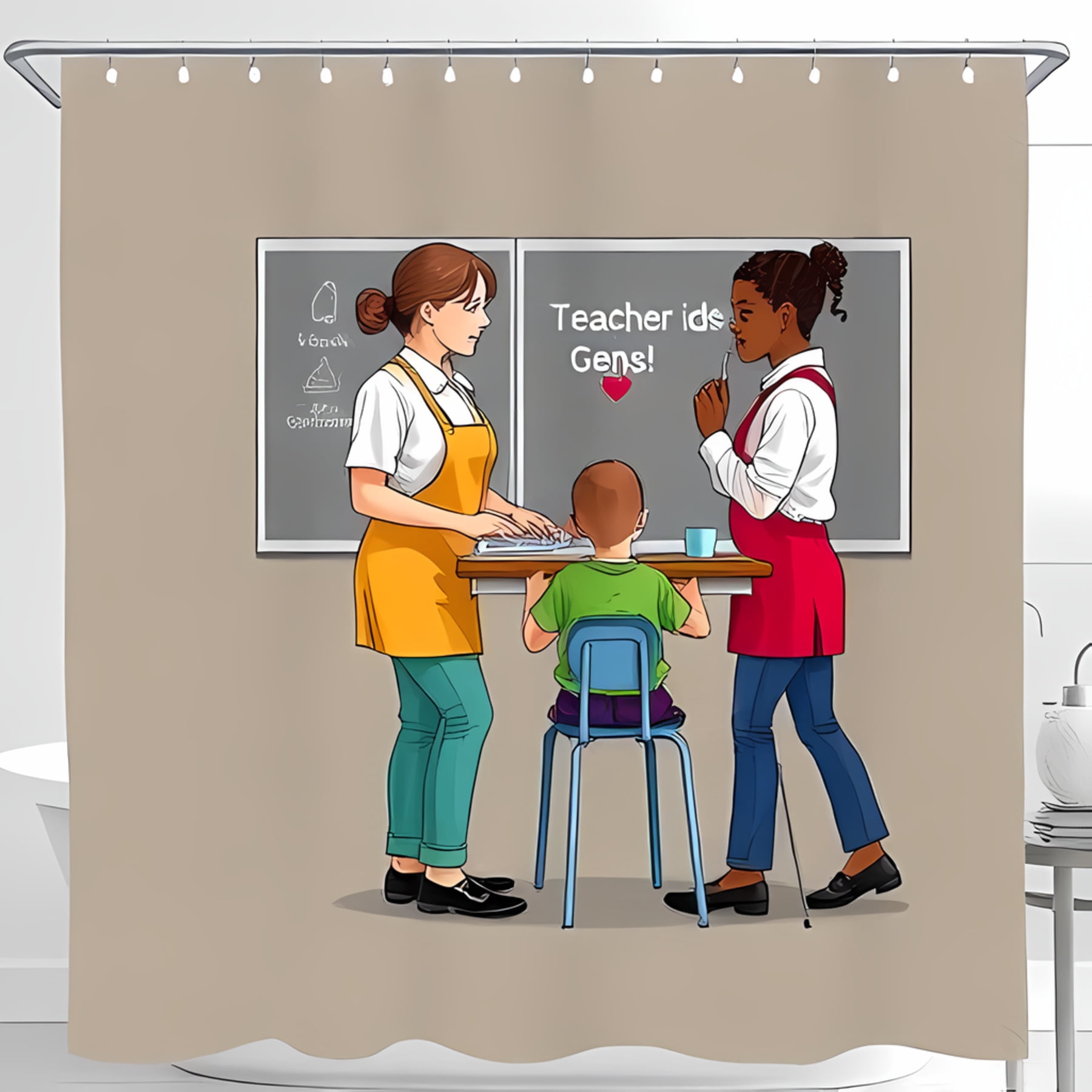 Vibrant Classroom Shower Curtain with Diverse Teachers & Students ...