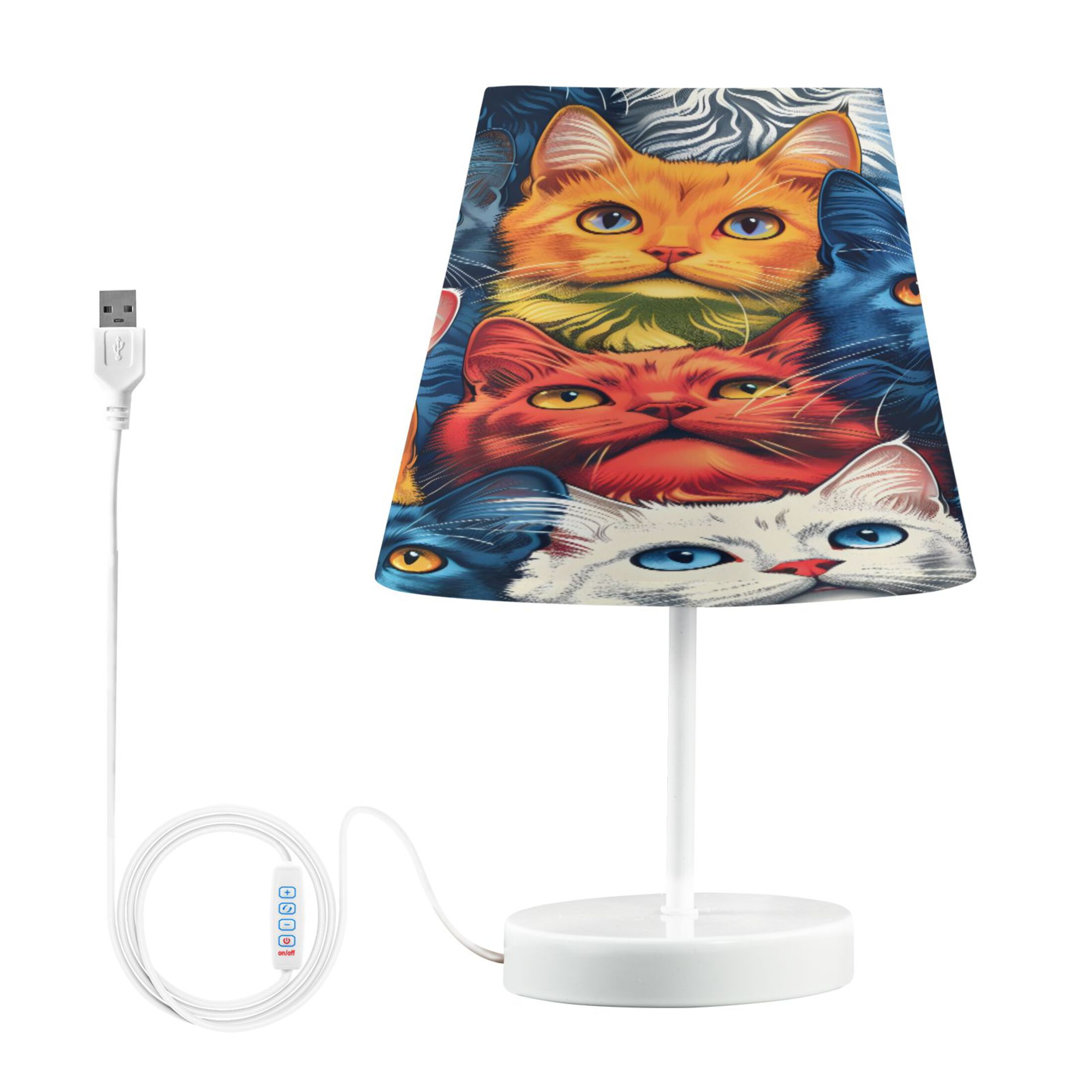 Vibrant Color Cute Cats Desk Lamp LED Table Nightstand Lamps with 3 ...