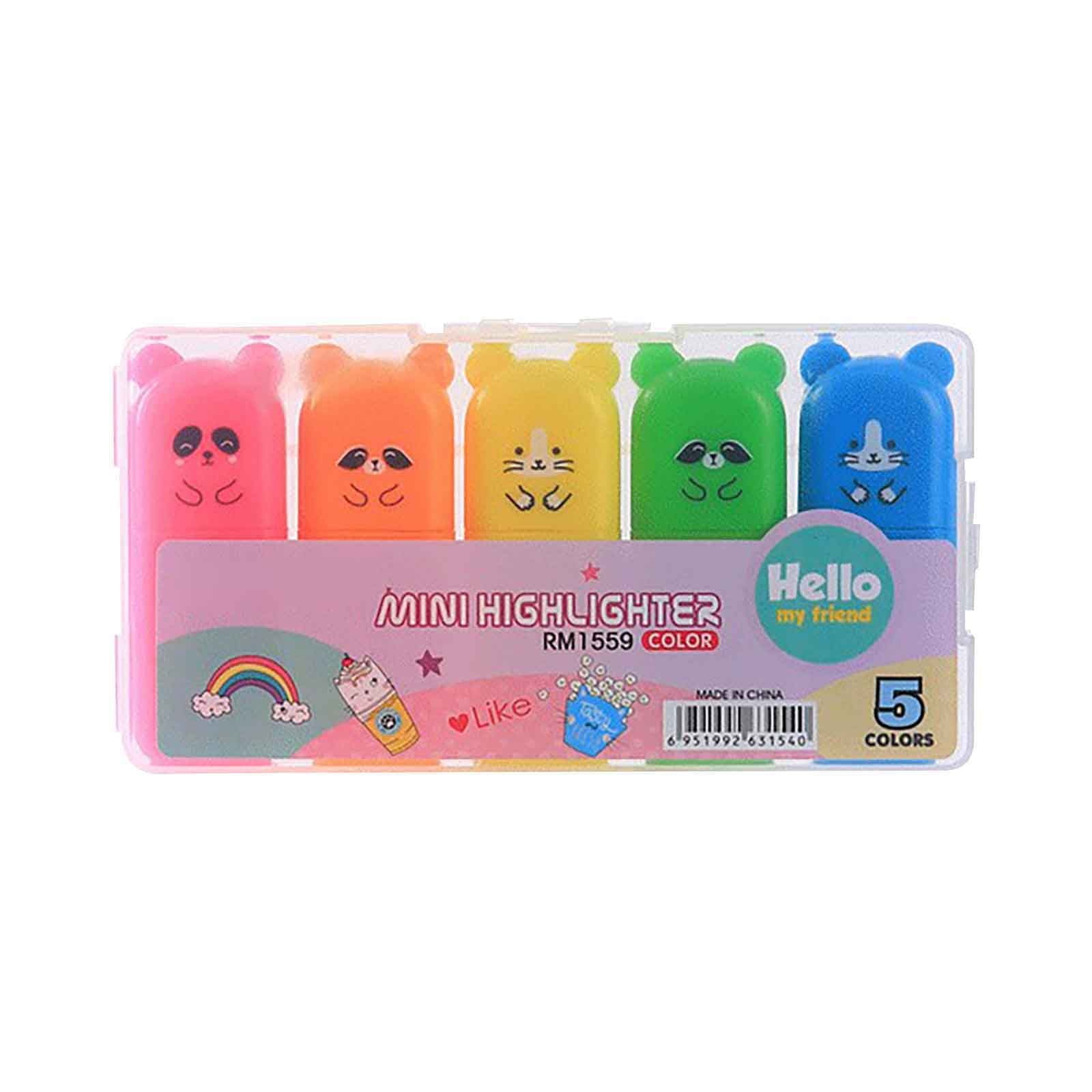 Vibrant Color Highlighter Marker Set - 5 Assorted Bright Colors (10mL ...