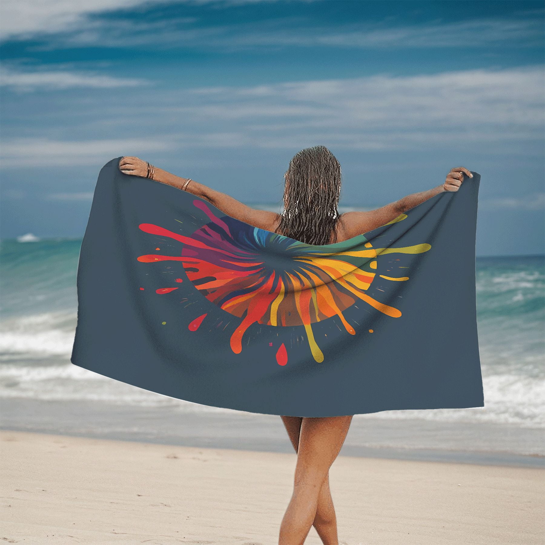 Vibrant Color Splash Beach Towel - Radiant Red to Purple Gradient ...