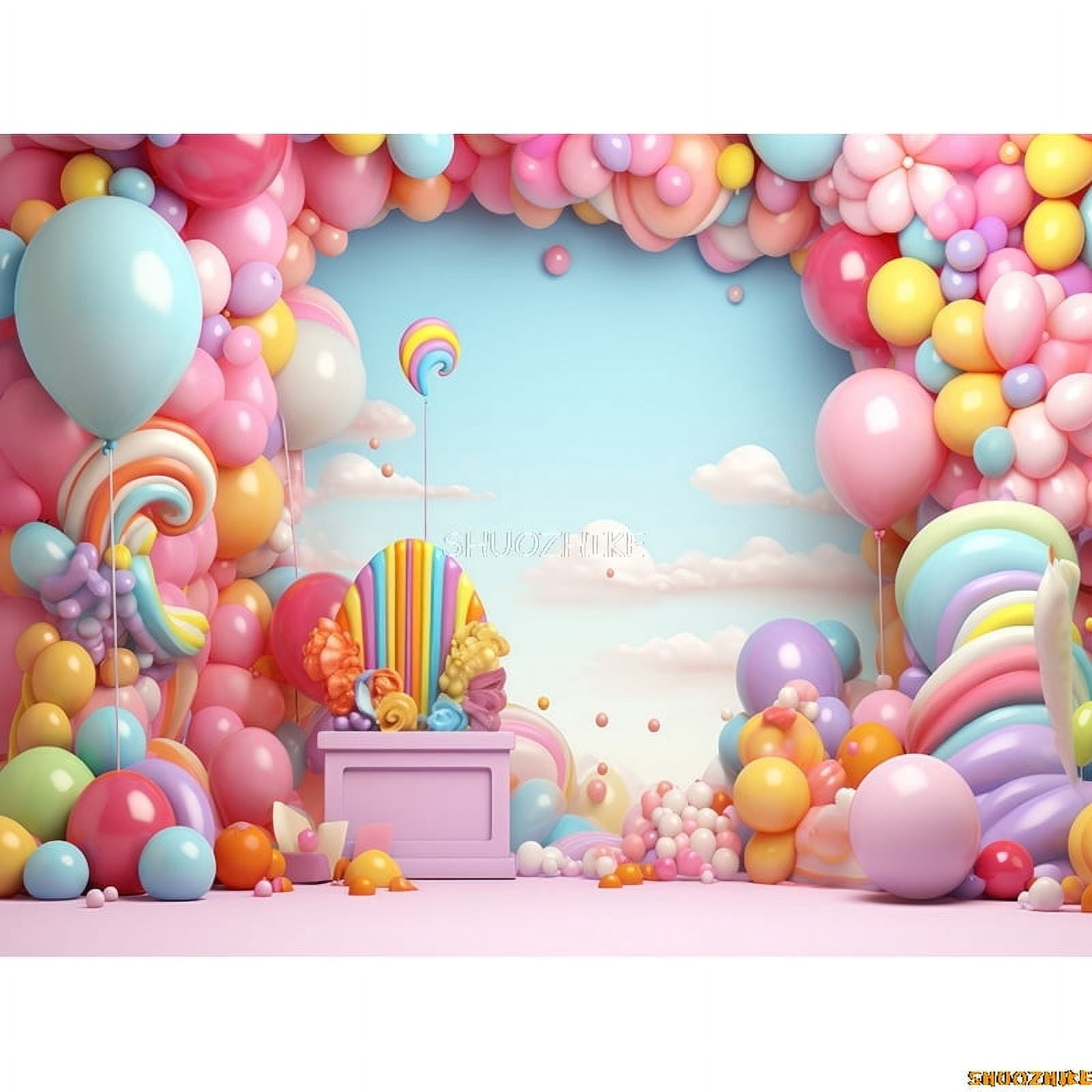Vibrant Colored Balloons Birthday Party Photography Backdrops Props ...