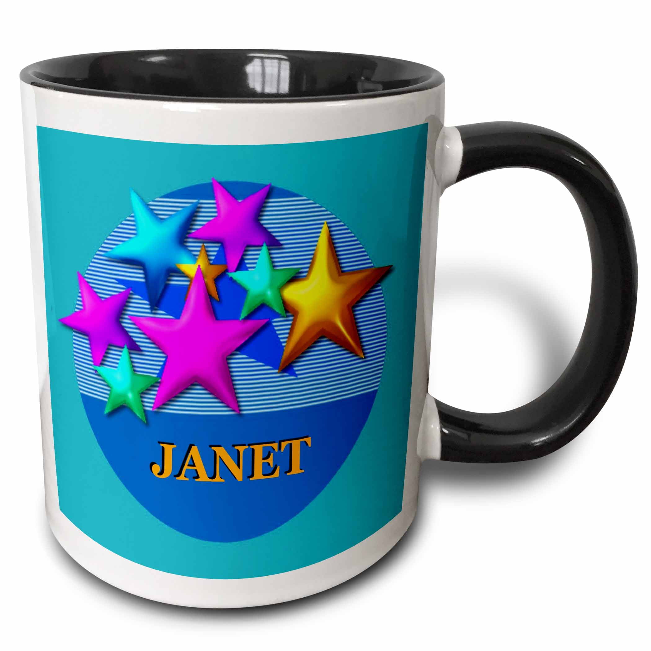 3drose, Vibrant Colored Stars on a Blue Background Personalized with ...