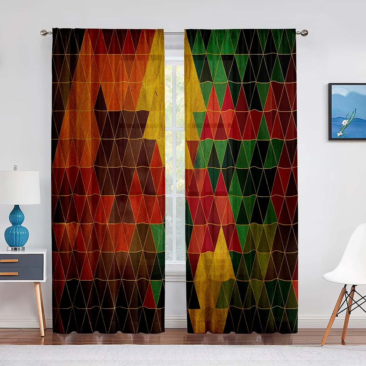 Vibrant Colored Stripes Vertical Pattern Sheer Curtains for Living Room ...