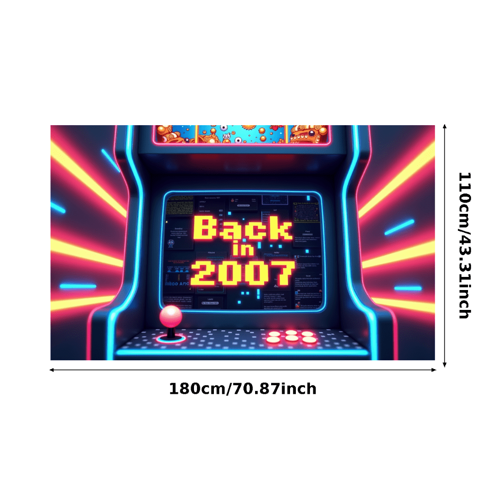 Vibrant Colorful Backdrop Banner with Retro 2007 Theme Party ...