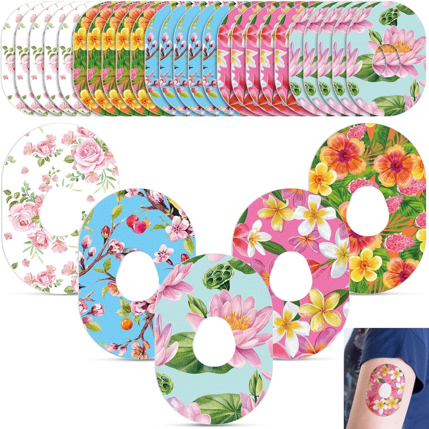 Vibrant Colorful Floral Print Variety Panelee Sweatproof Adhesive Tape ...