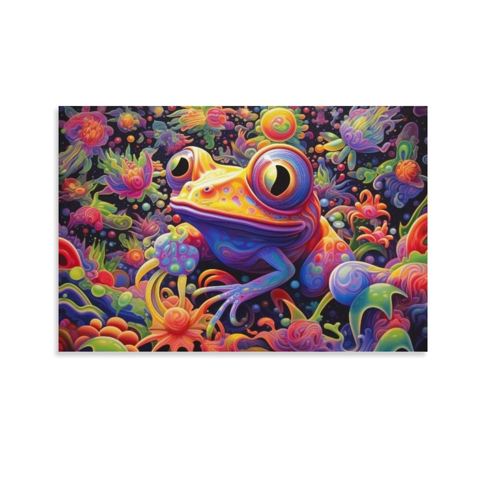 A Vibrant And Colorful Frog With Prominent Eyes Set Against A Dark ...