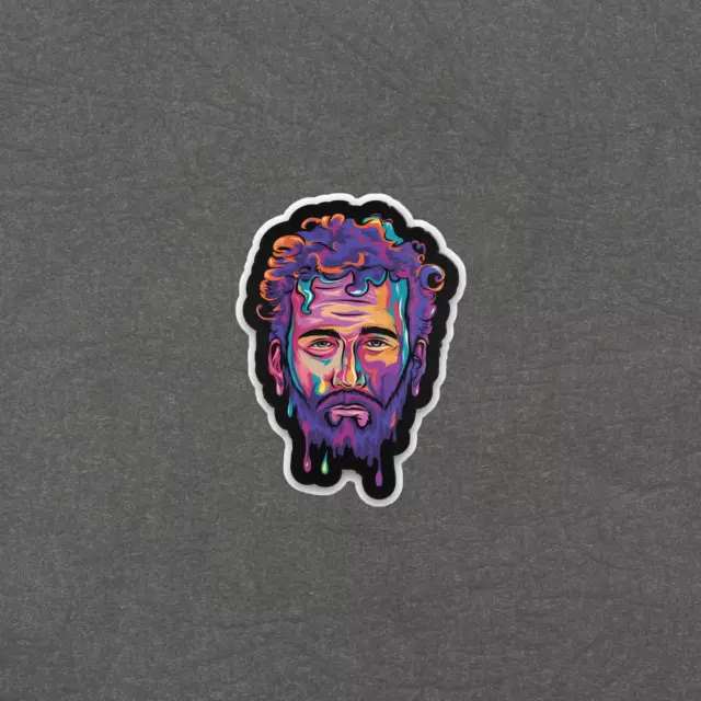 Vibrant Colorful Melting Bearded Man Sticker - Trippy Psychedelic ...