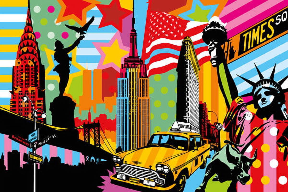 Vibrant, Colorful New York City Times Square Scene; One 14x11in Poster ...