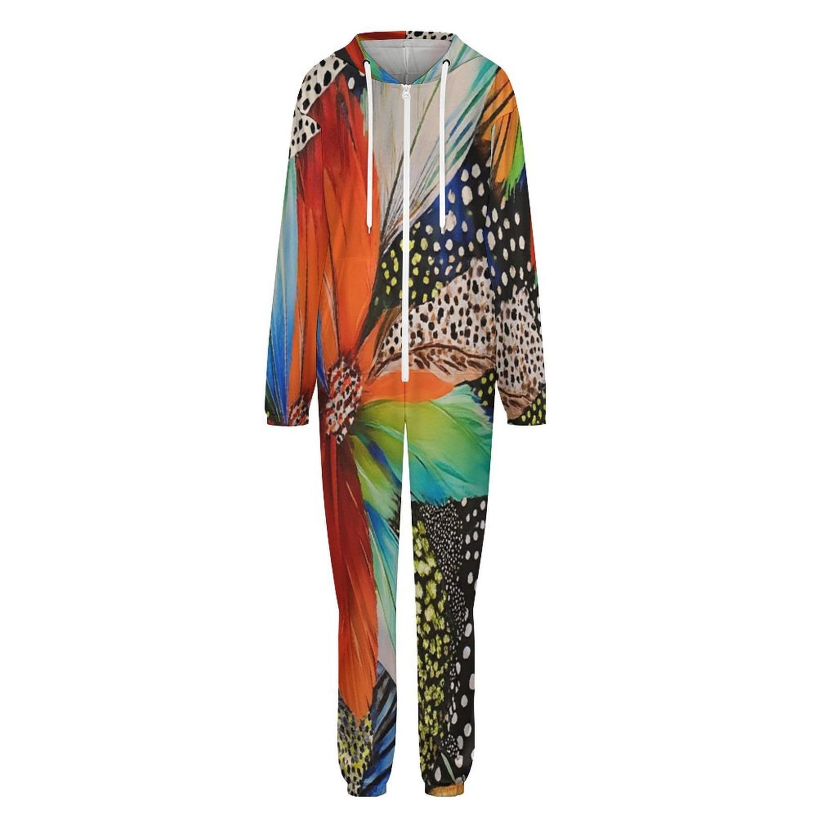 Vibrant Colorful Plumage Flower Unisex Adult Onesie Pajamas with ...