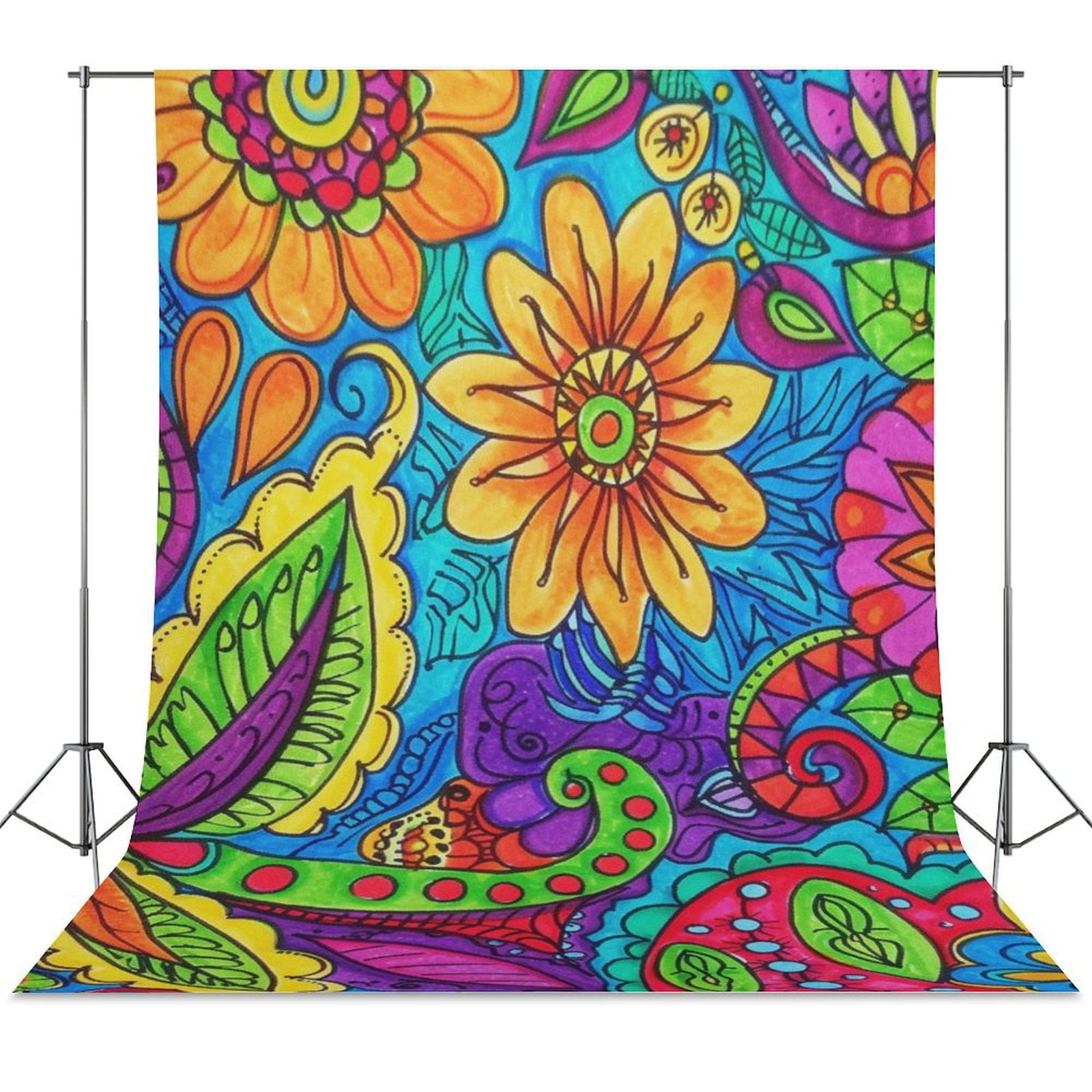 Vibrant Colorful Psychedelic Floral Art Backdrop Background for ...