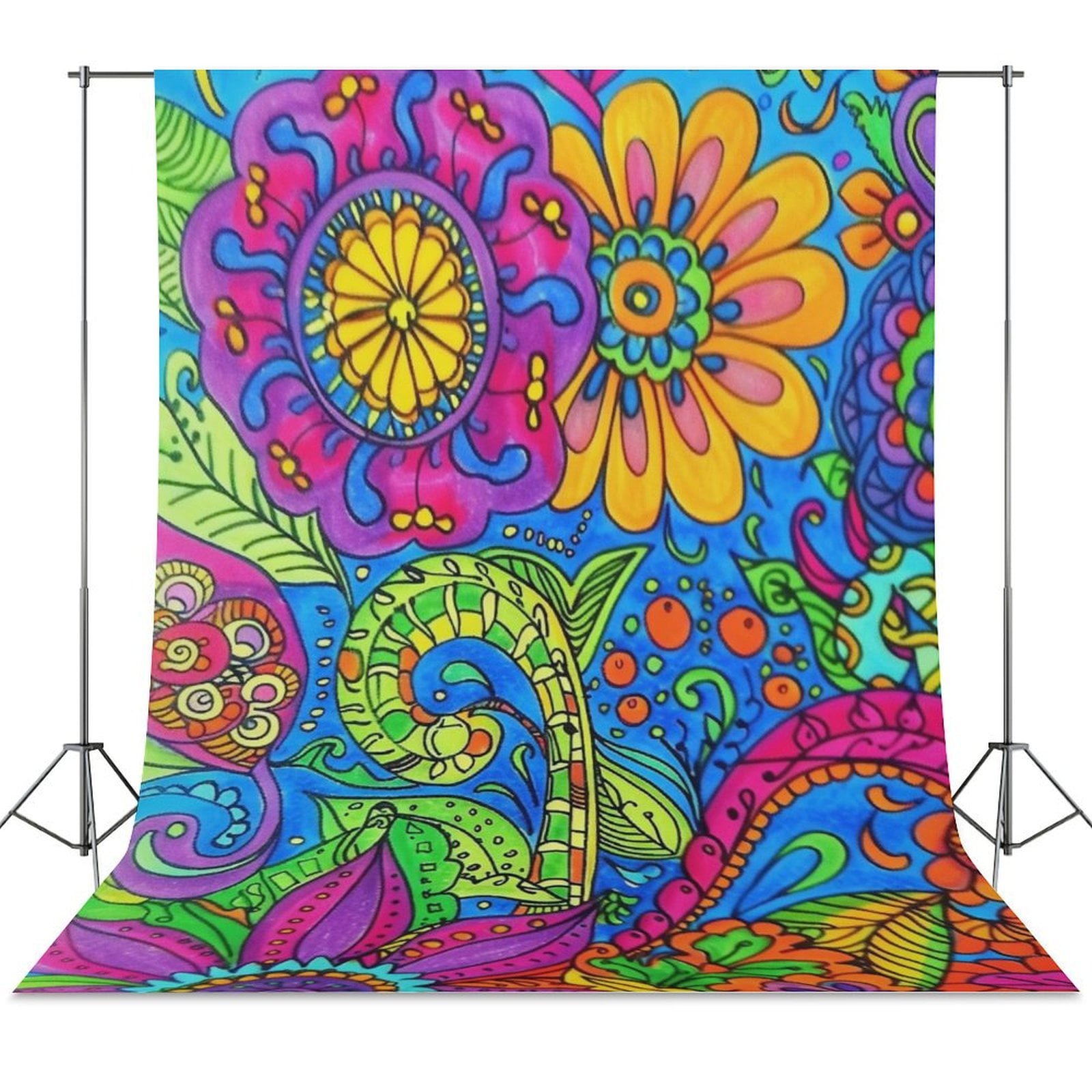 Vibrant Colorful Psychedelic Floral Doodle Art Backdrops for ...