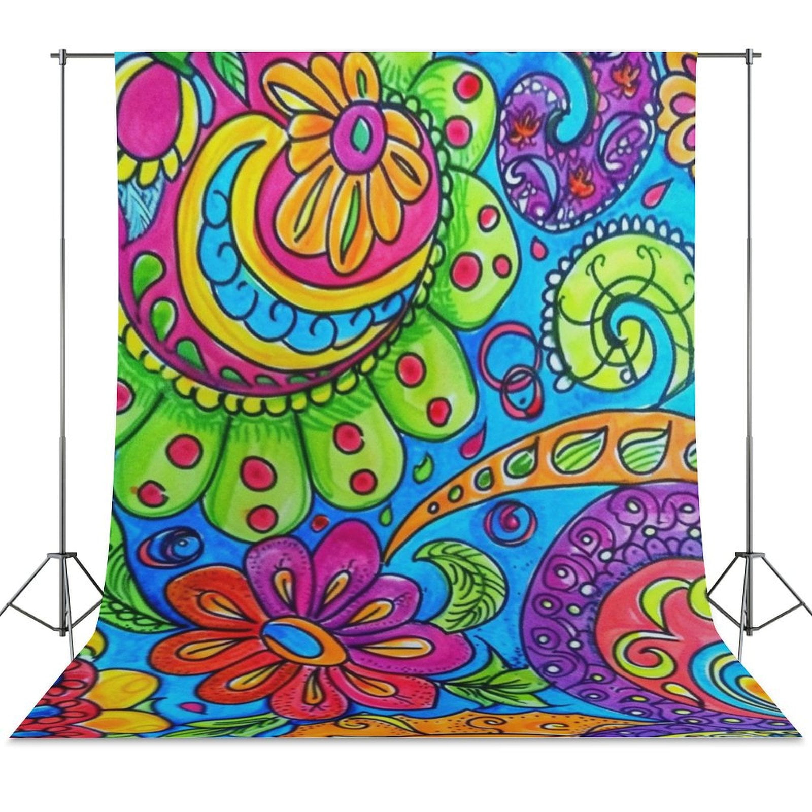 Vibrant Colorful Psychedelic Floral Doodle Art Spring Backdrop ...