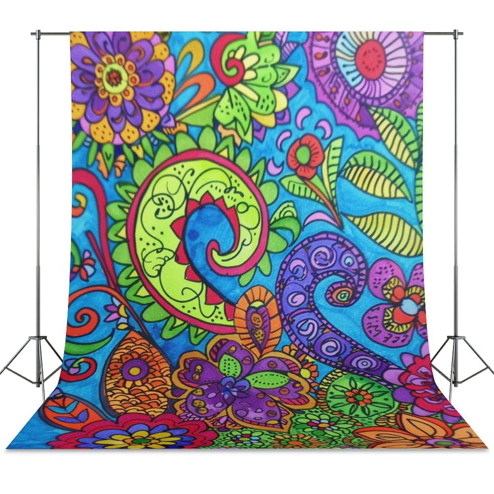 Vibrant Colorful Psychedelic Floral Pattern Art Backdrops for ...