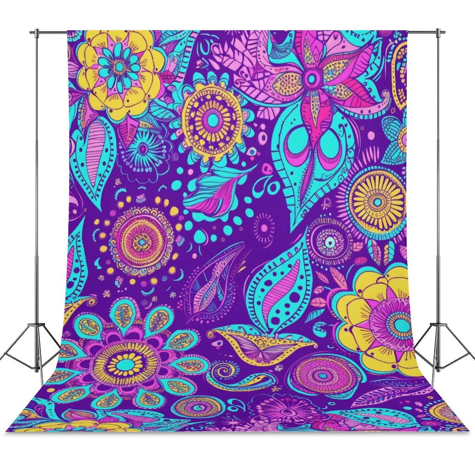 Vibrant Colorful Psychedelic Floral Pattern Backdrops for Photography ...