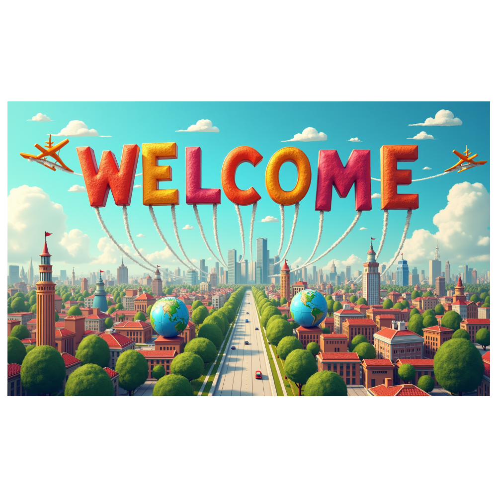 Vibrant Colorful Welcome Banner Background Backdrop Party Decorations ...