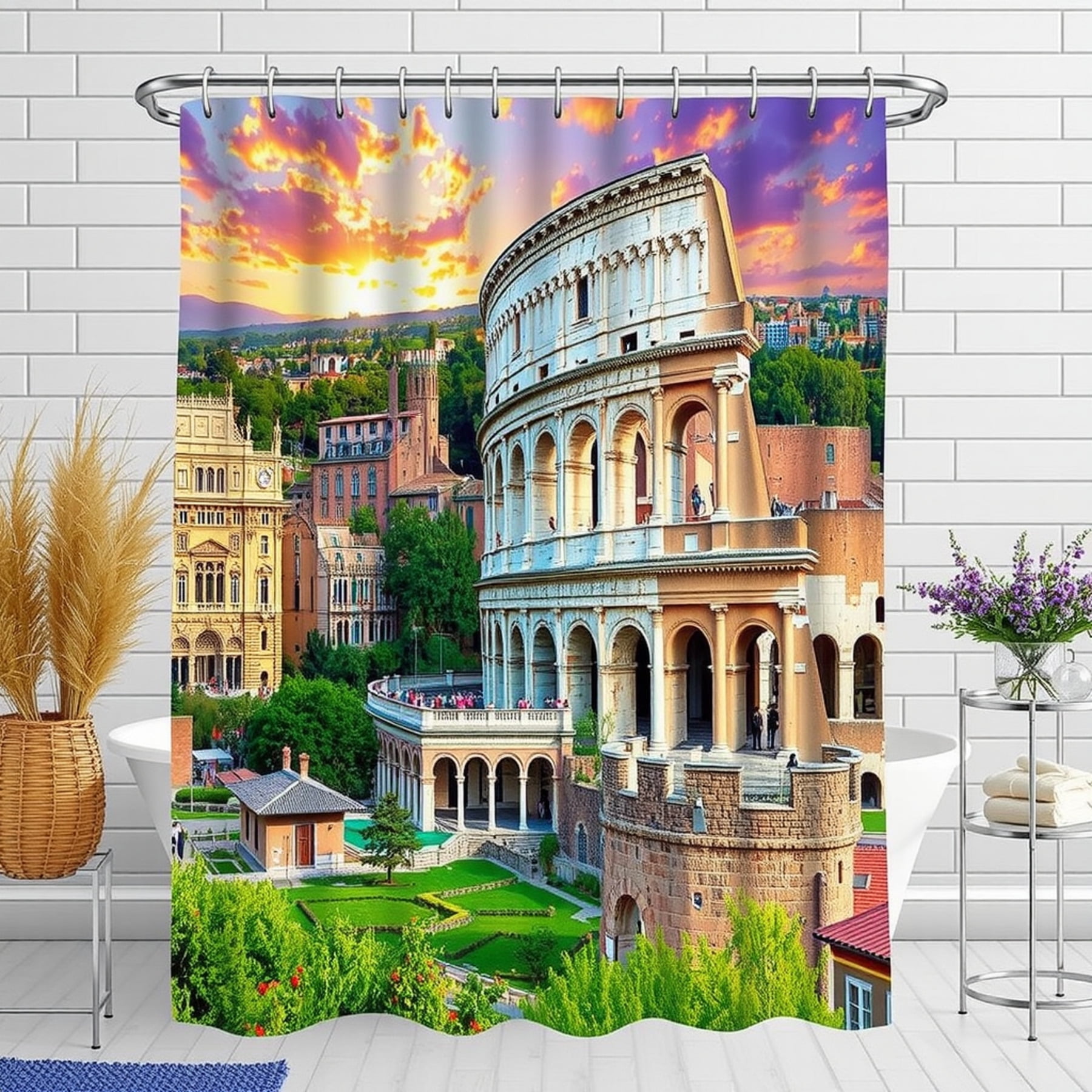 Vibrant Colosseum Shower Curtain - Iconic Roman Amphitheater with ...