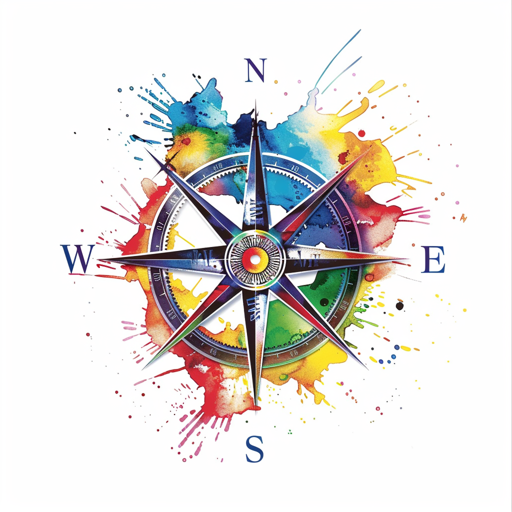 Vibrant Compass Car Sticker with Artistic Watercolor Splash – Durable ...
