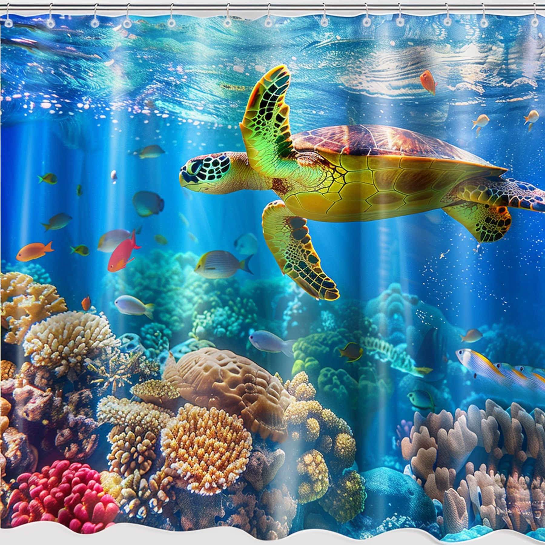 Vibrant Coral Reef Shower Curtain Underwater Paradise Design High ...