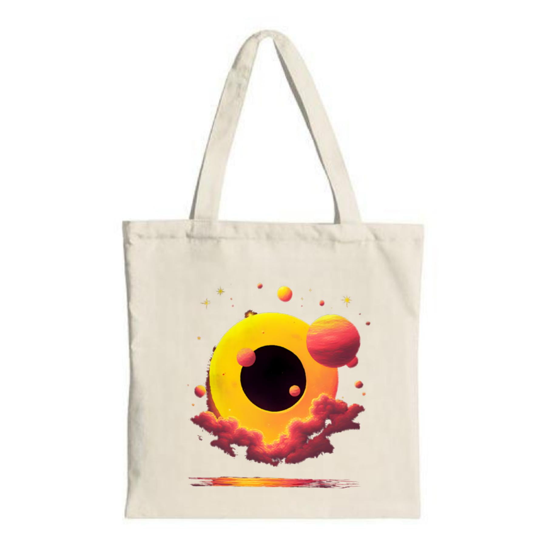 Vibrant Cosmic Eye Tote Bag - Bold Canvas Design with Celestial Bodies ...