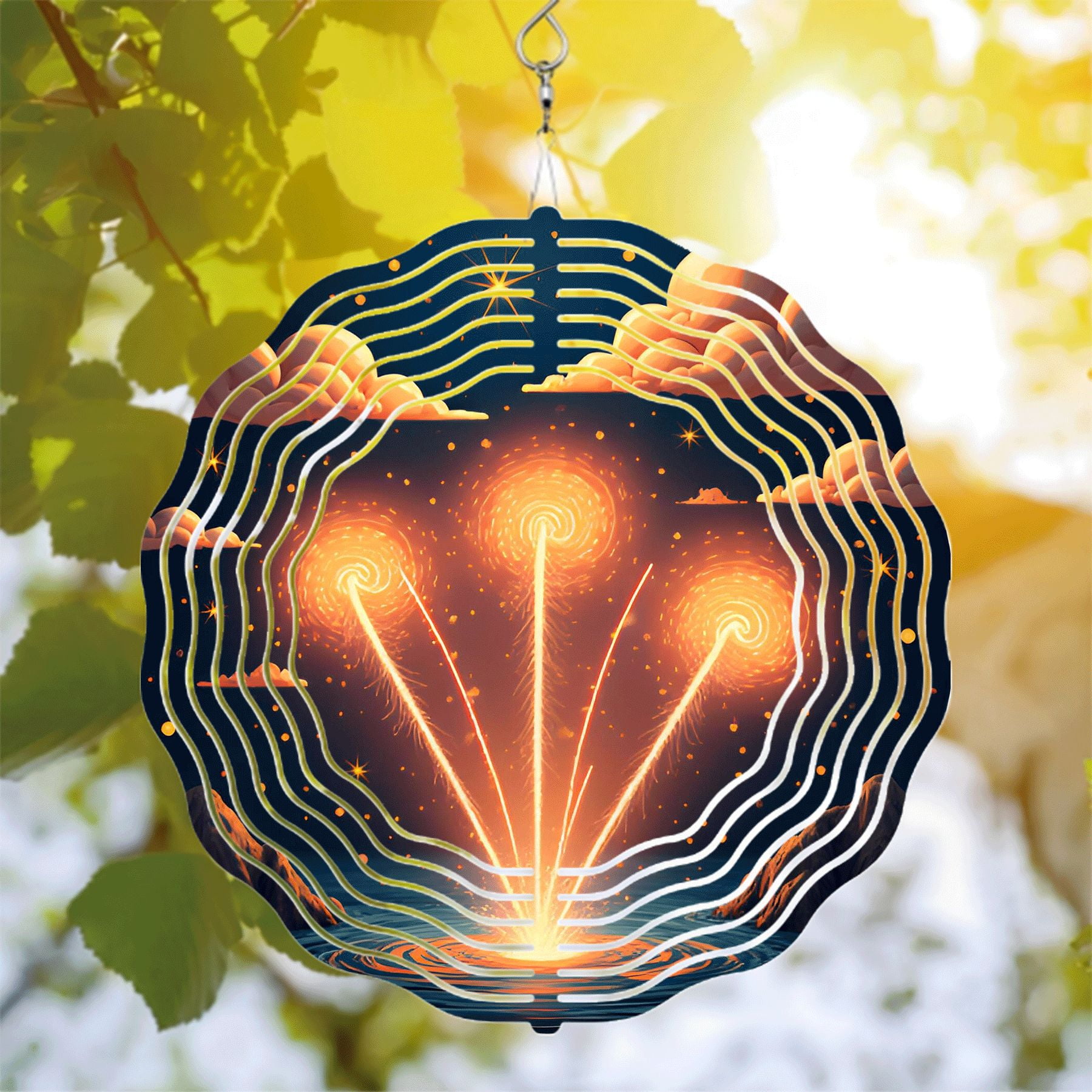 Vibrant Cosmic Metal Hanging Wind Spinner - Circular Design with ...