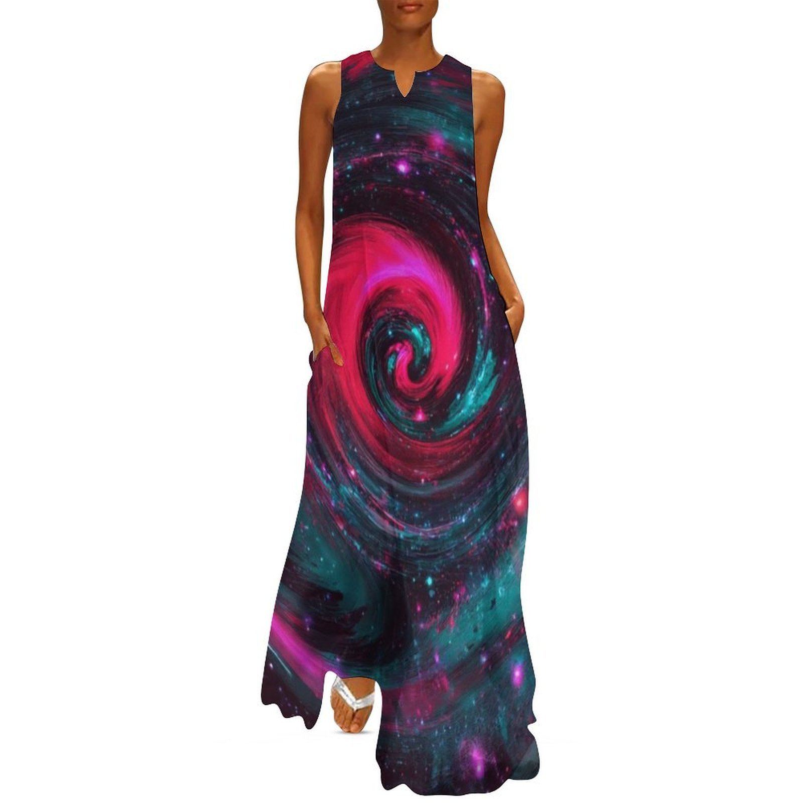 Vibrant Cosmic Spiral Galaxy Long Dress luxury evening dresses women ...