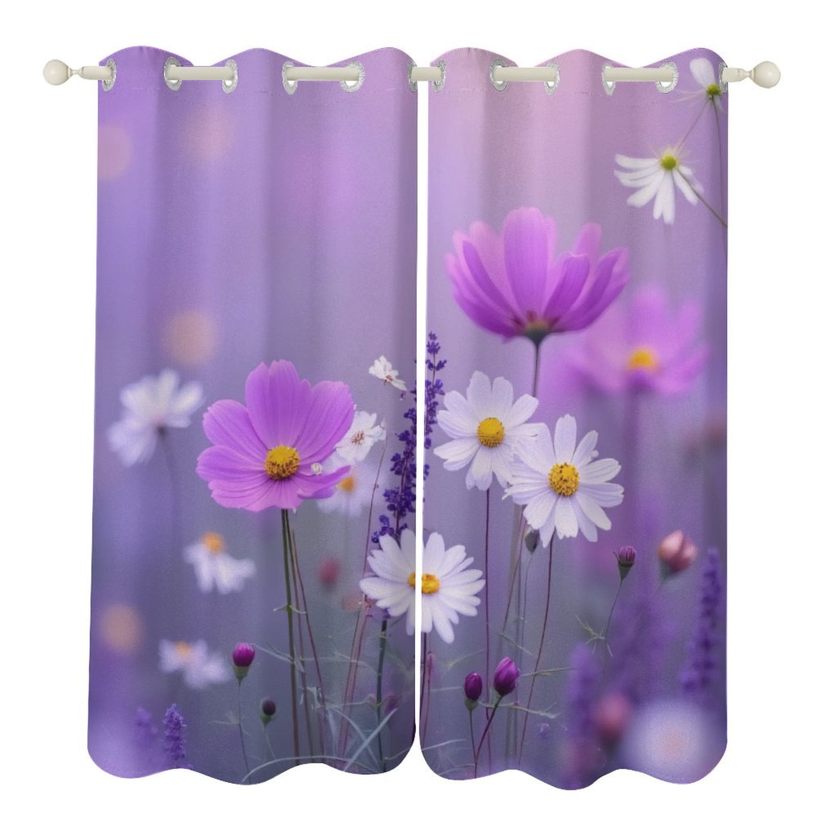 Vibrant Cosmos Flowers in Bloom Blackout Window Curtains for Bedroom ...