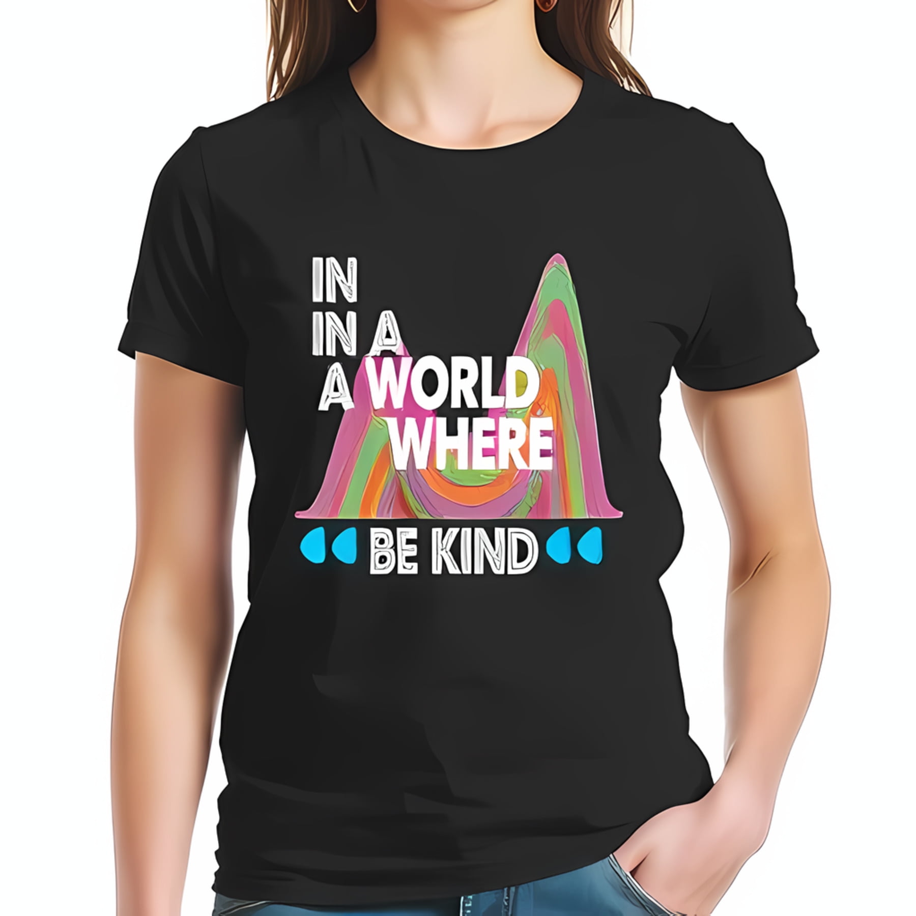 Vibrant Cotton Short Sleeve T-Shirt - " In a World Where Be Kind ...