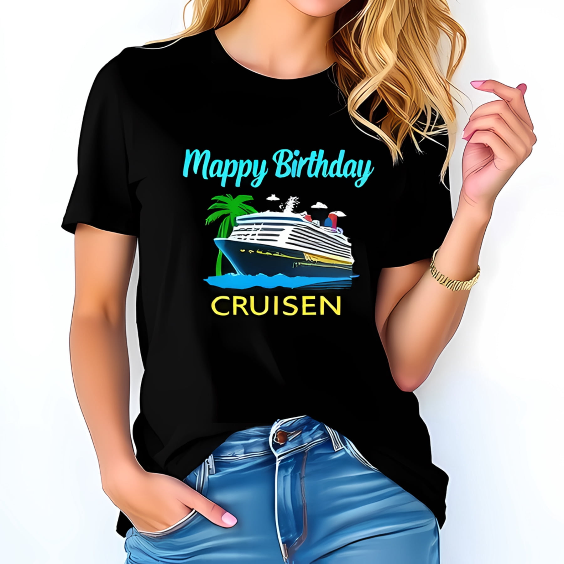 Vibrant Cotton Short Sleeve T-Shirt - " Mappy Birthday Cruisen " with ...