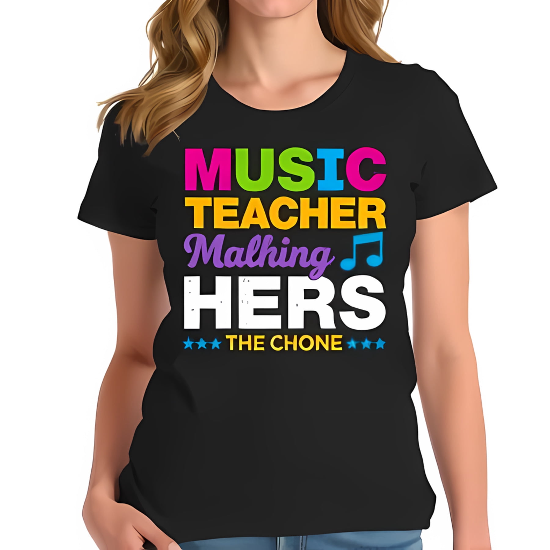 Vibrant Cotton Short Sleeve T-Shirt for Music Teachers - " MUSIC ...
