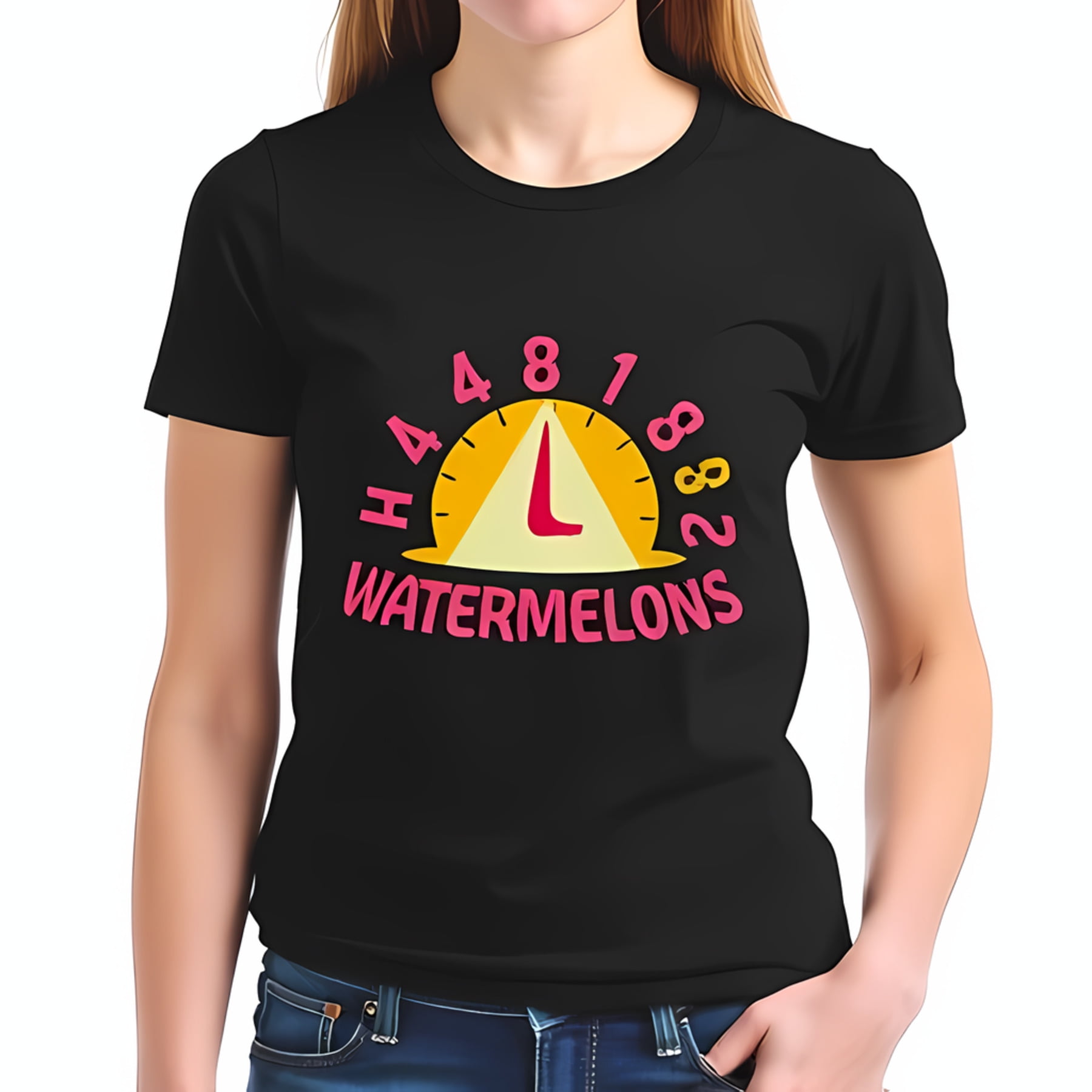 Vibrant Cotton Short Sleeve T-Shirt with Bold 'WATERMELONS' Graphic ...