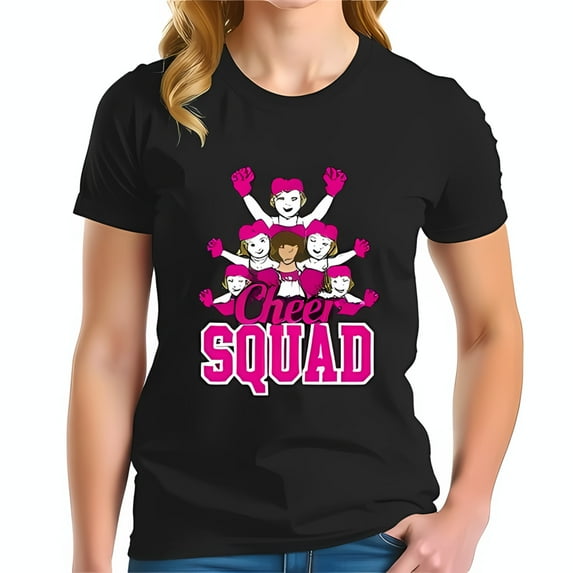 Vibrant Cotton Short Sleeve T-Shirt with Cheerleaders Graphic Design ...