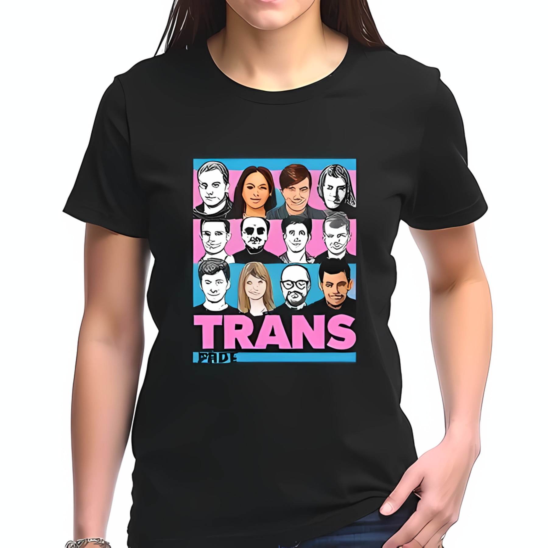 Vibrant Cotton Short Sleeve T-Shirt with Diverse Transgender Portraits ...