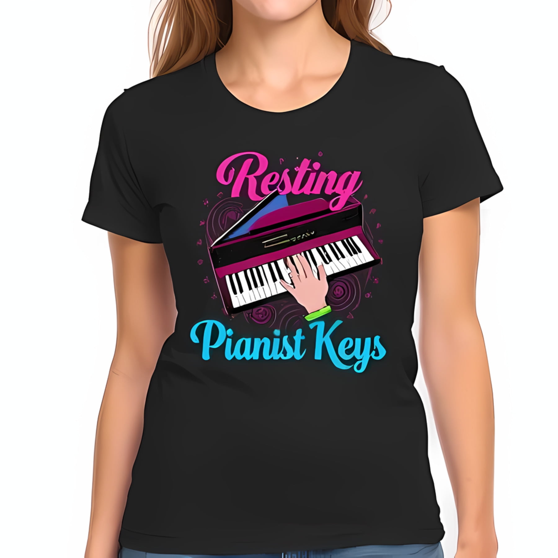 Vibrant Cotton Short Sleeve T-Shirt with Stylized Keyboard Design ...